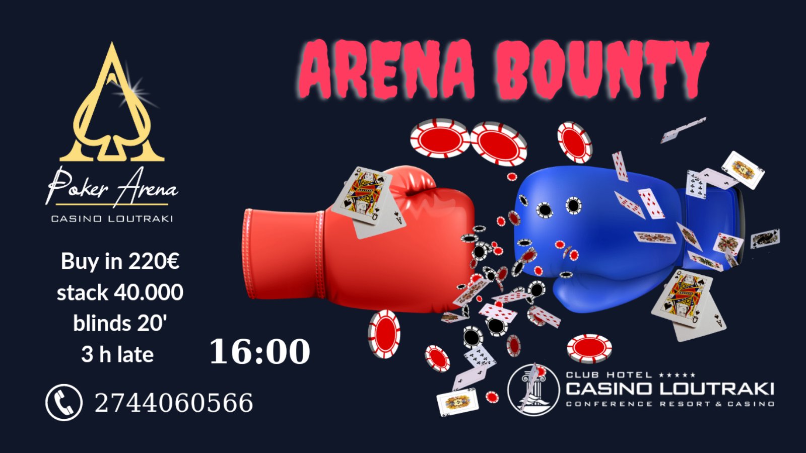 Λουτράκι: Την Τετάρτη το €220 Arena Bounty - Pokerland
